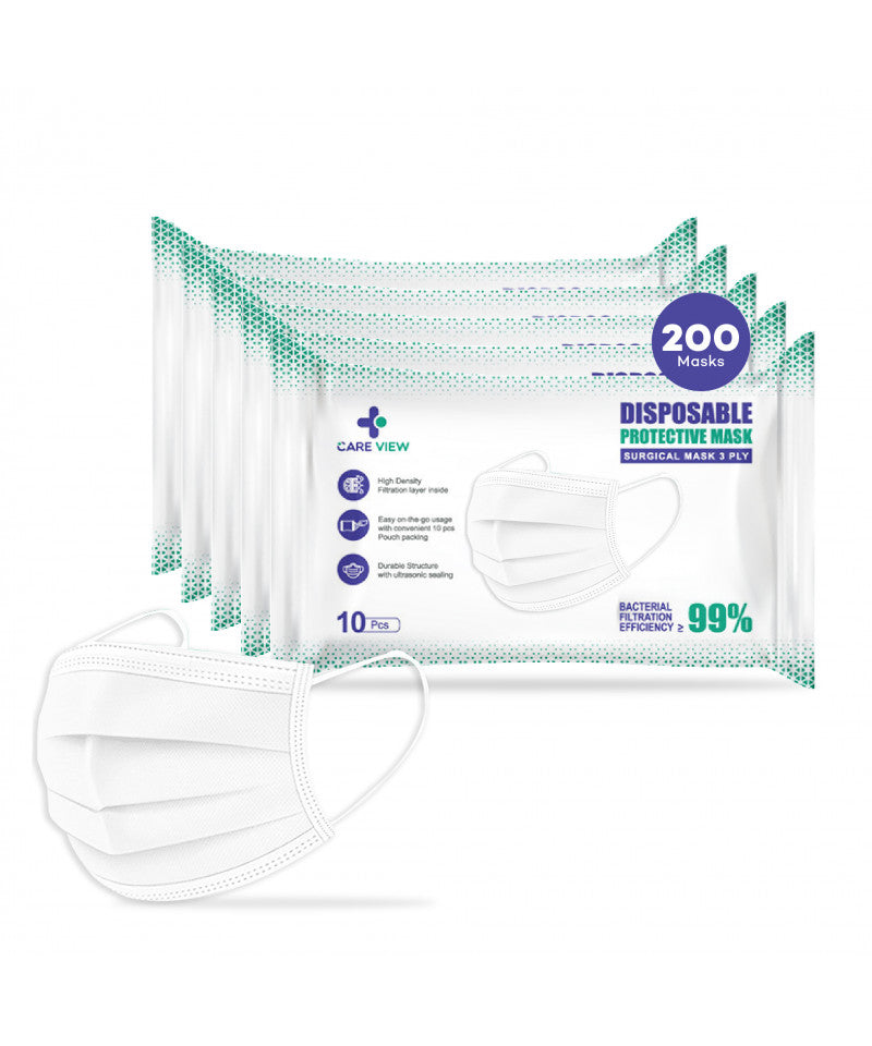 Careview 3 Ply Disposable Surgical Face Mask Pouch, 3 Layer Filtration ...
