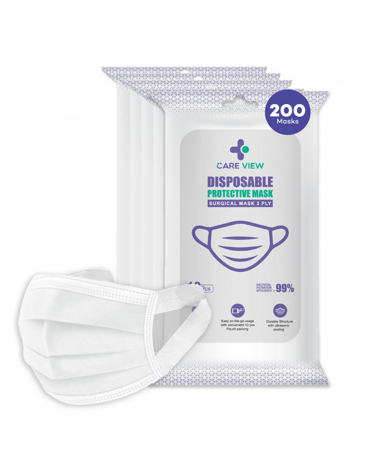 Careview 3 Ply Disposable Surgical Face Mask With Fabric Ear Loop Pouc ...