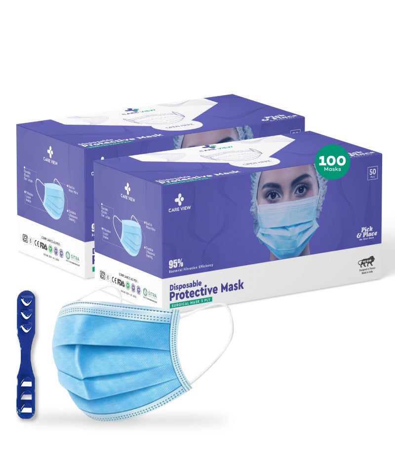 Careview 3 Ply Disposable Surgical Face Mask Box, 3 Layer Filtration w ...