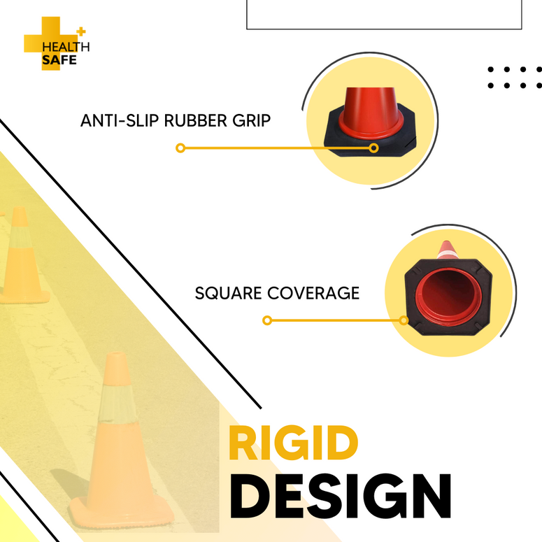 Buy Rubber Base Road Safety Cone Reflective Strips Collar Barricade For ...